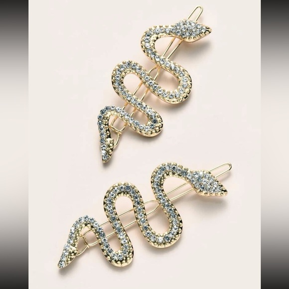 Kathrono | Accessories | Lovely Pair Of Rhinestone Serpent Snake Hair ...